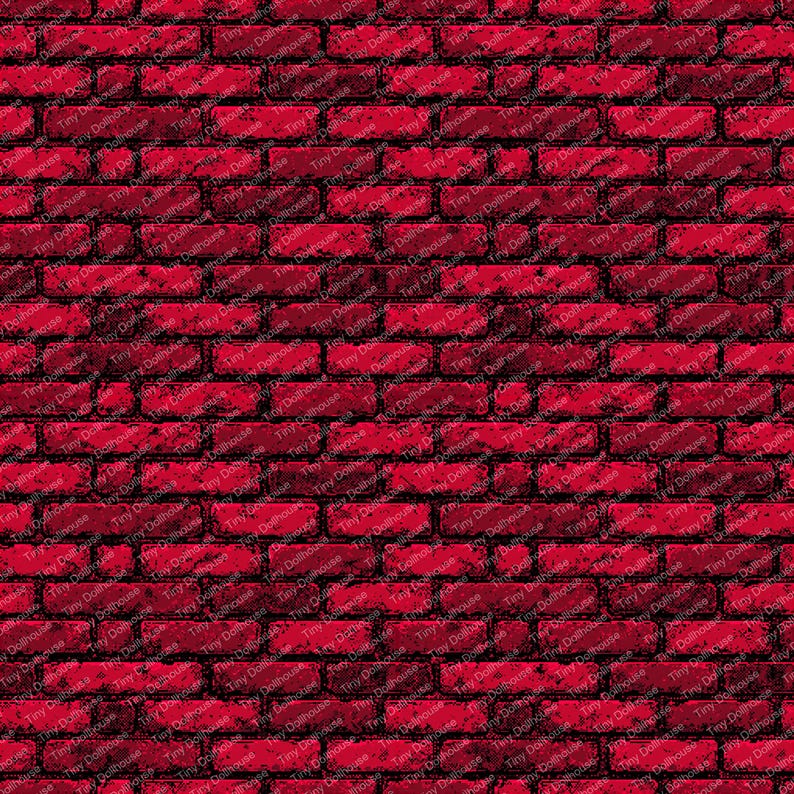 Red Pixelated DOS Brick Tiles | Retro 1:12 Scale Miniature Paper ...