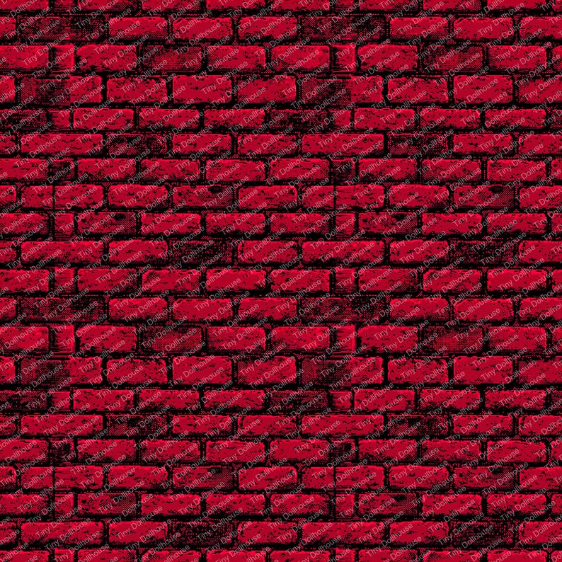 Red Pixelated DOS Brick Tiles | Retro 1:12 Scale Miniature Paper ...