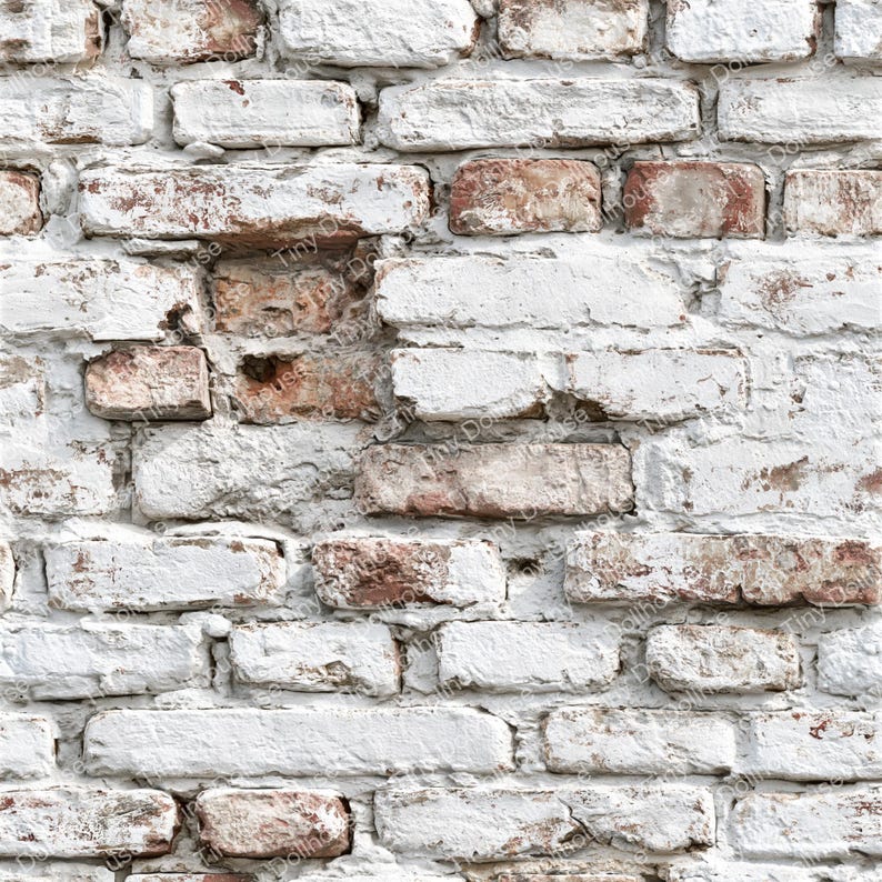 Whitewashed Brick Texture Paper | Seamless Miniature Dollhouse ...