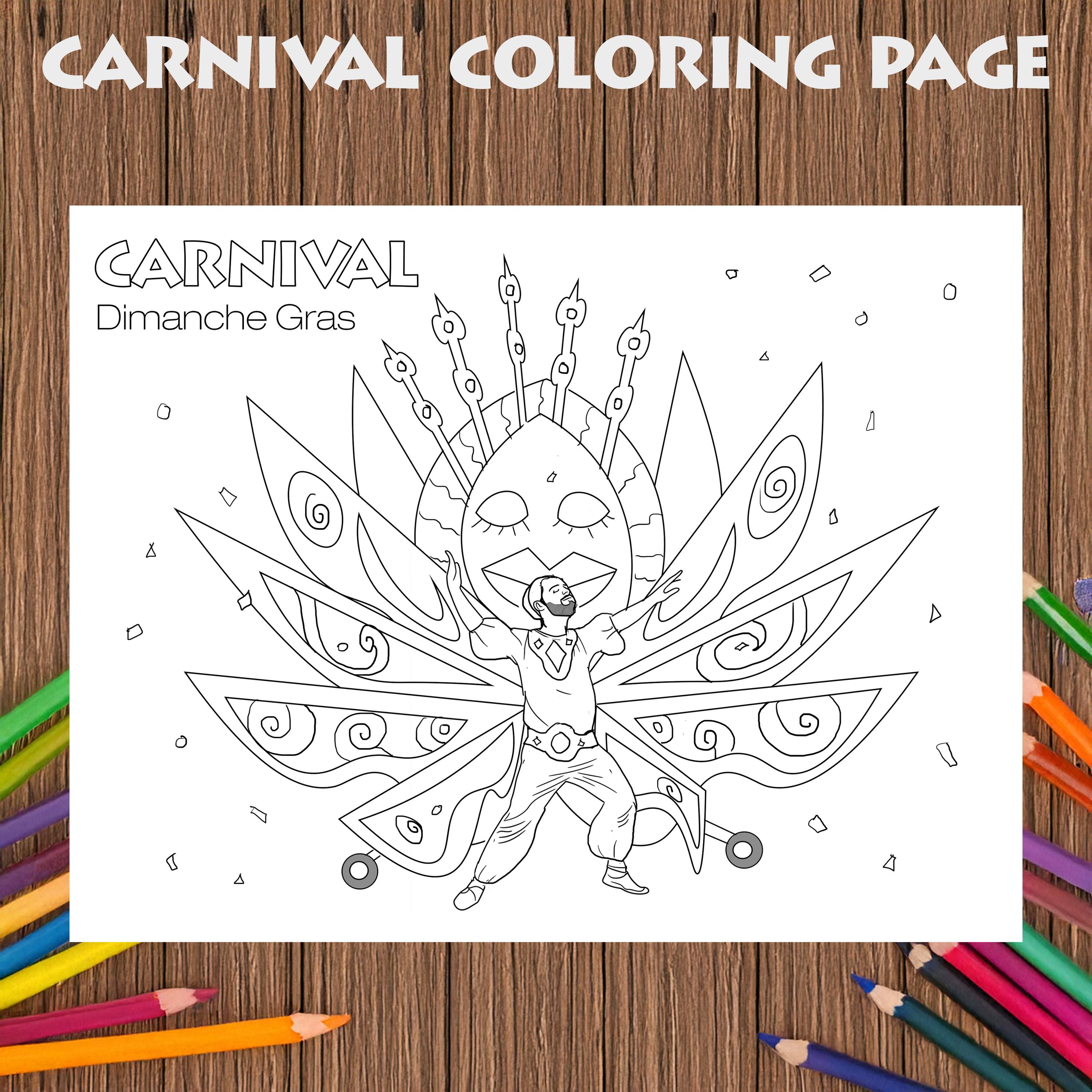 Dimanche Gras, Trinidad Carnival - Coloring Page - Digital Download ...