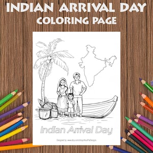 Indian Arrival Day With Map - Coloring Page - Digital Download ...