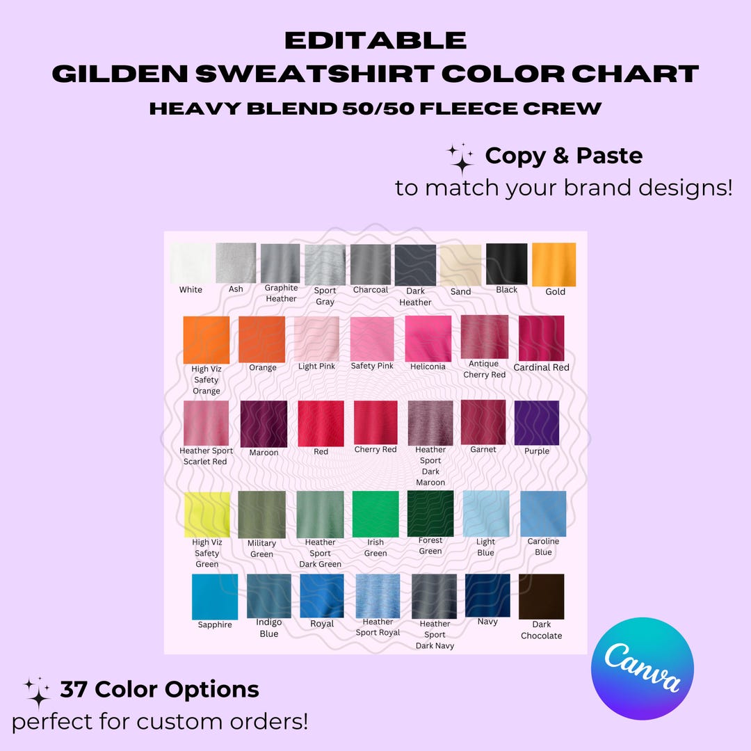 Gilden Sweatshirt Color Chart (37 Options!) - Etsy