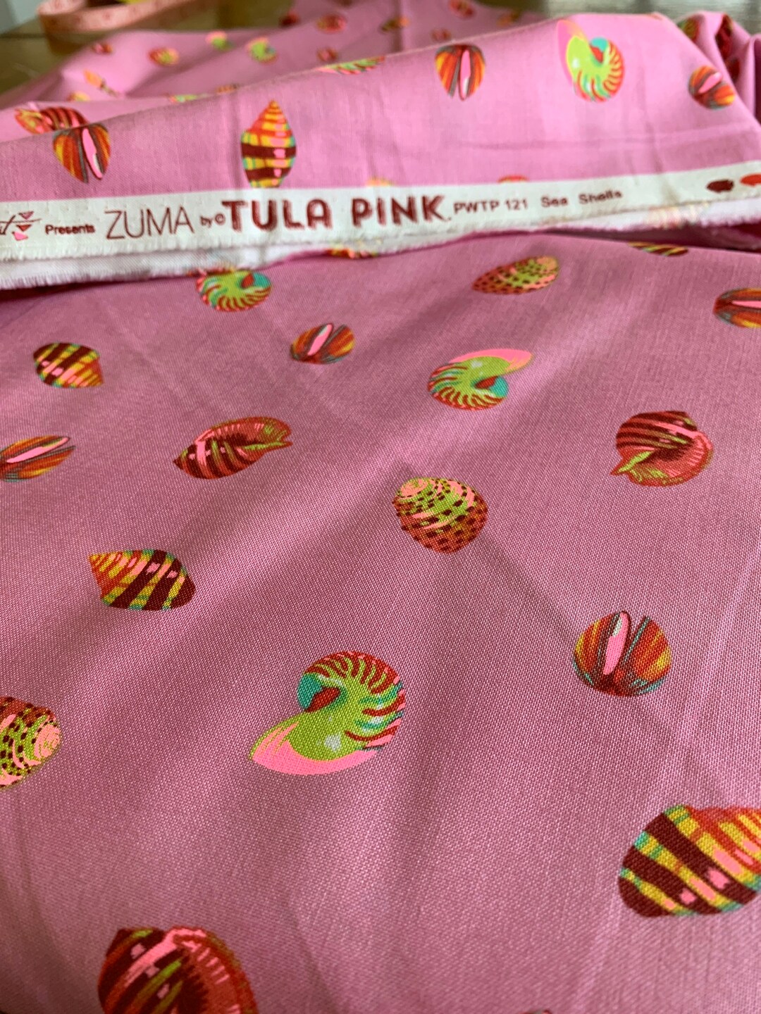 1/2 Yard OOP Rare Tula Pink Zuma Sea Shells in Glowfish PINK - Etsy