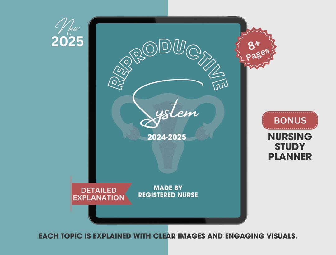 Reproductive System Nursing Notes Bundle 2025, Female or Male ...