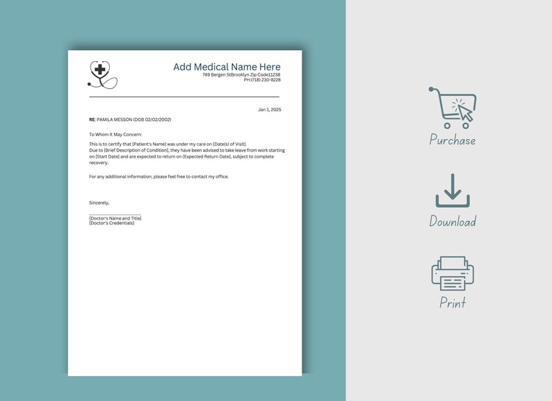 Editable Return to Work Excuse Note, Dr Excuse Notes, Signature ...