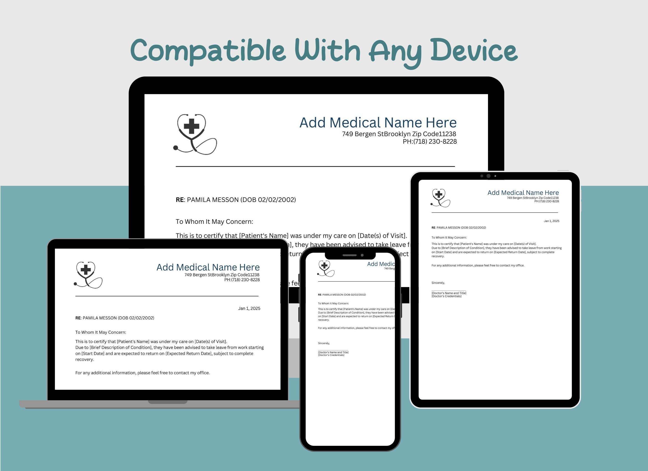 Editable Return to Work Excuse Note, Dr Excuse Notes, Signature ...