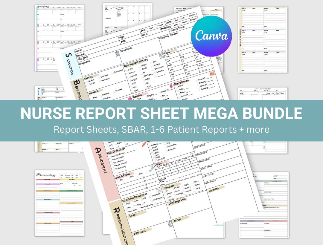 Buy ICU Report Sheet, SBAR, ER Report Sheet, Multiple Patient Report ...