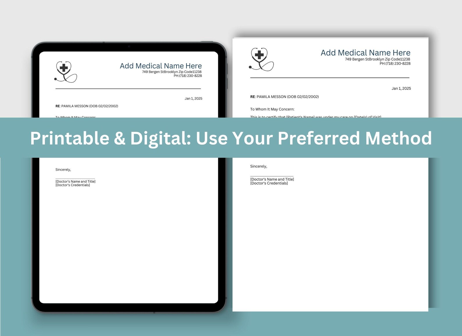 Editable Return to Work Excuse Note, Dr Excuse Notes, Signature ...