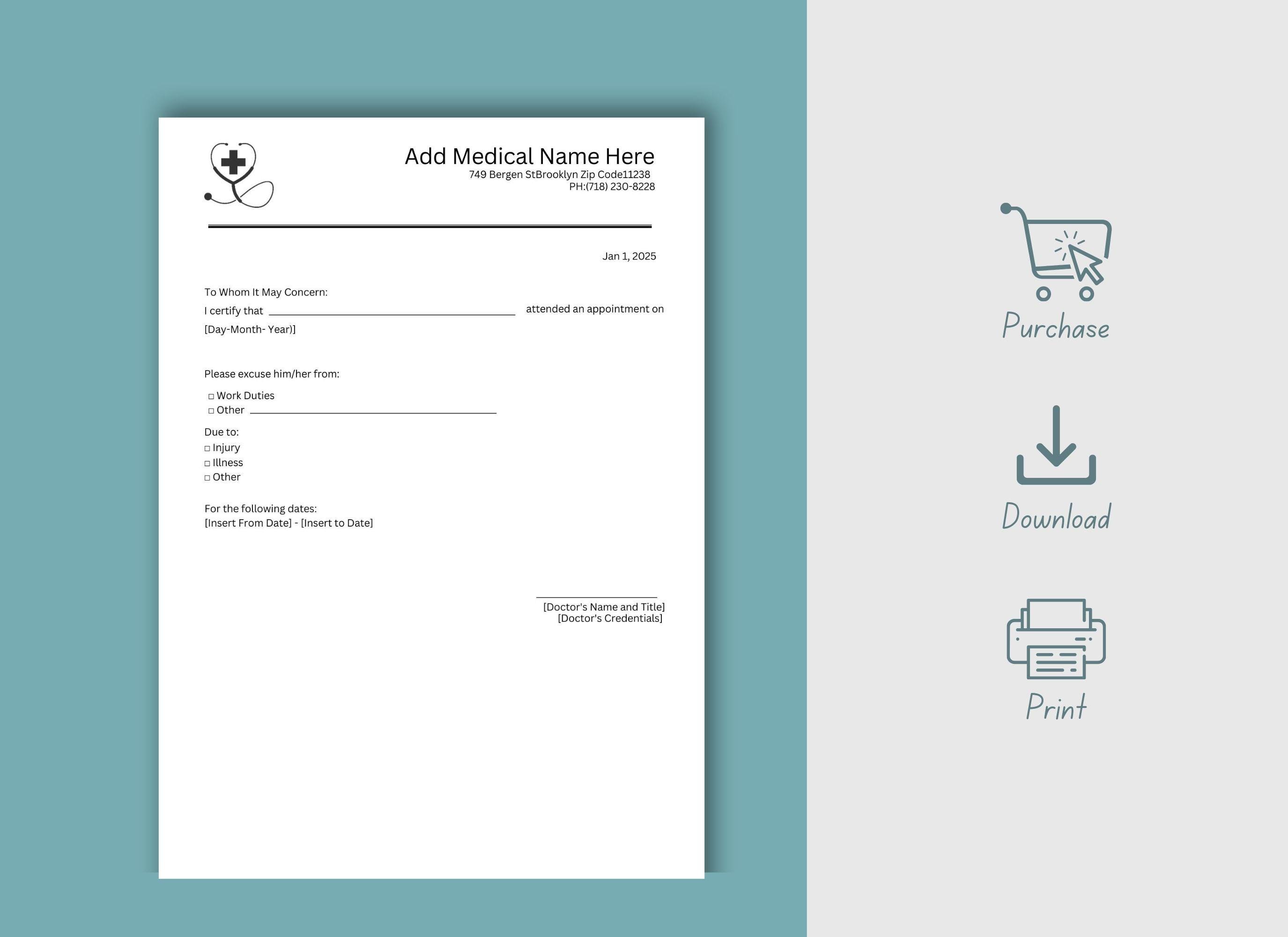 Editable Doctors Note for School, Doctors Excuse Notes for Work, Doctor ...