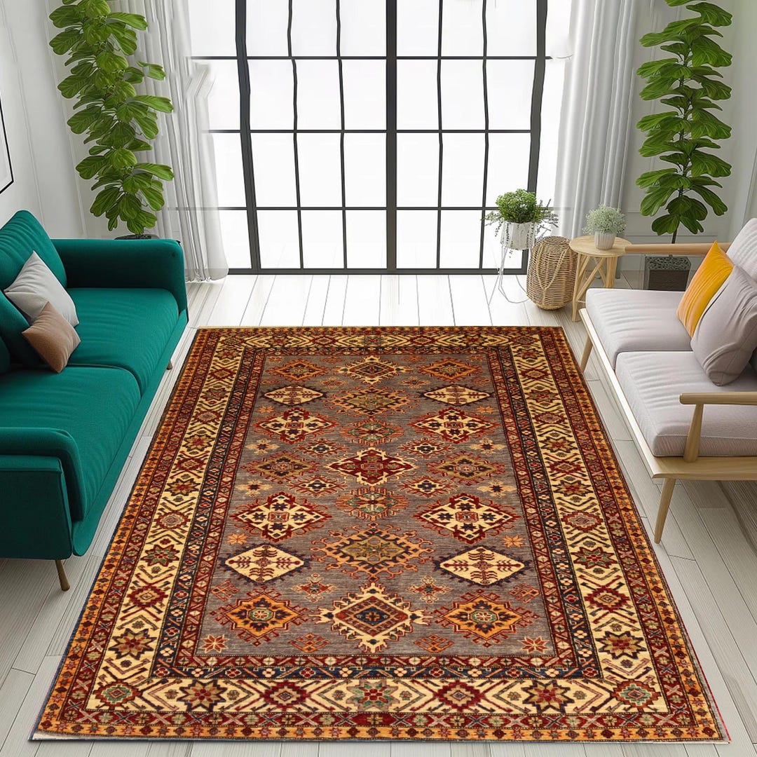 Geometric Tribal Rug, Qashqai Persian Rug, Afghan Handmade Rug, Kazak ...