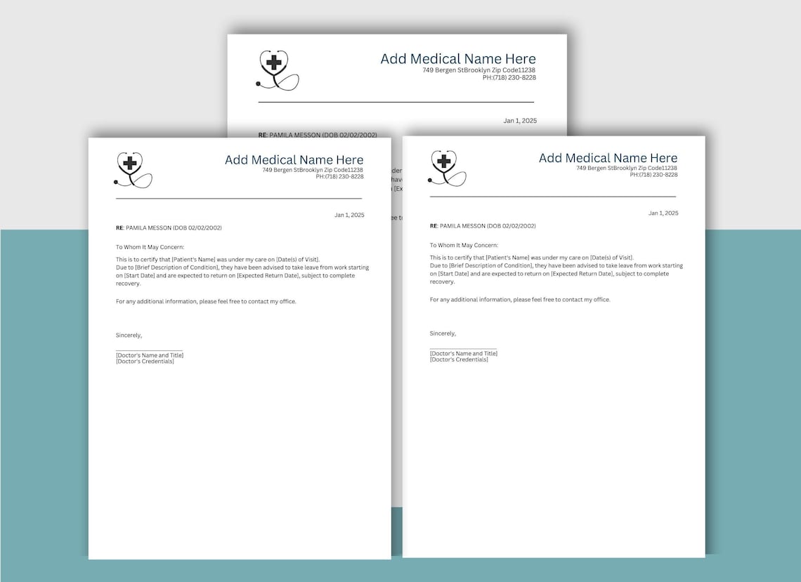 Editable Return to Work Excuse Note, Dr Excuse Notes, Signature ...