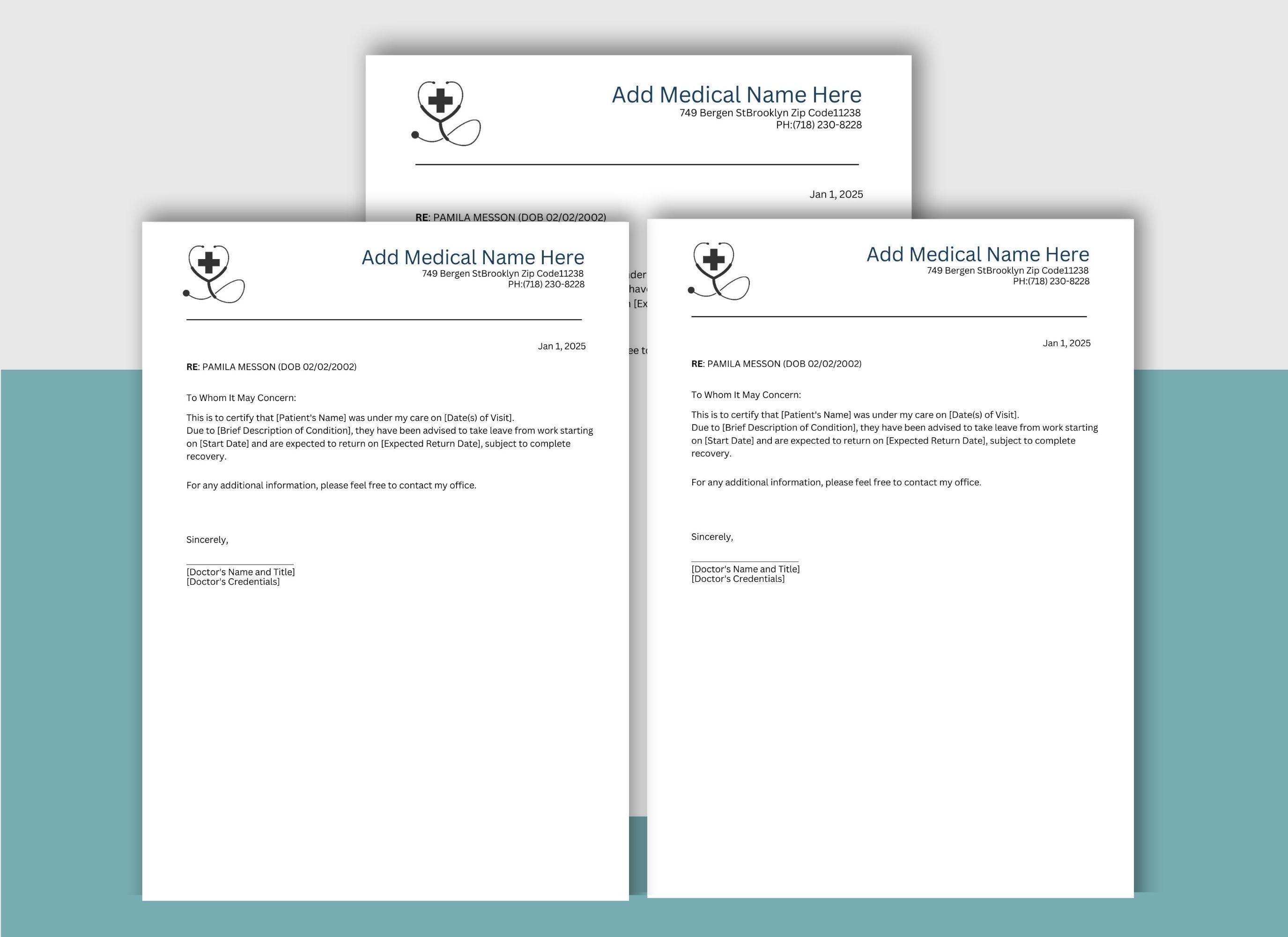 Editable Return to Work Excuse Note, Dr Excuse Notes, Signature ...