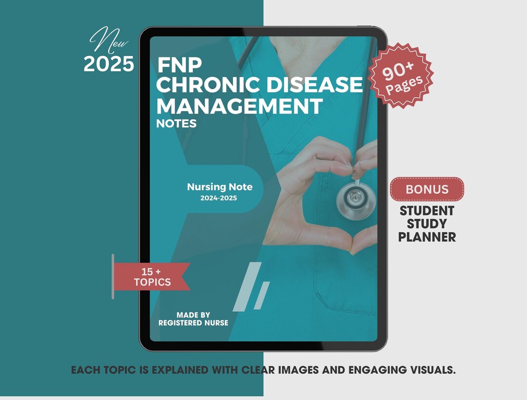 FNP Chronic Disease Management Notes, RN Digital Study Guide, Nursing ...