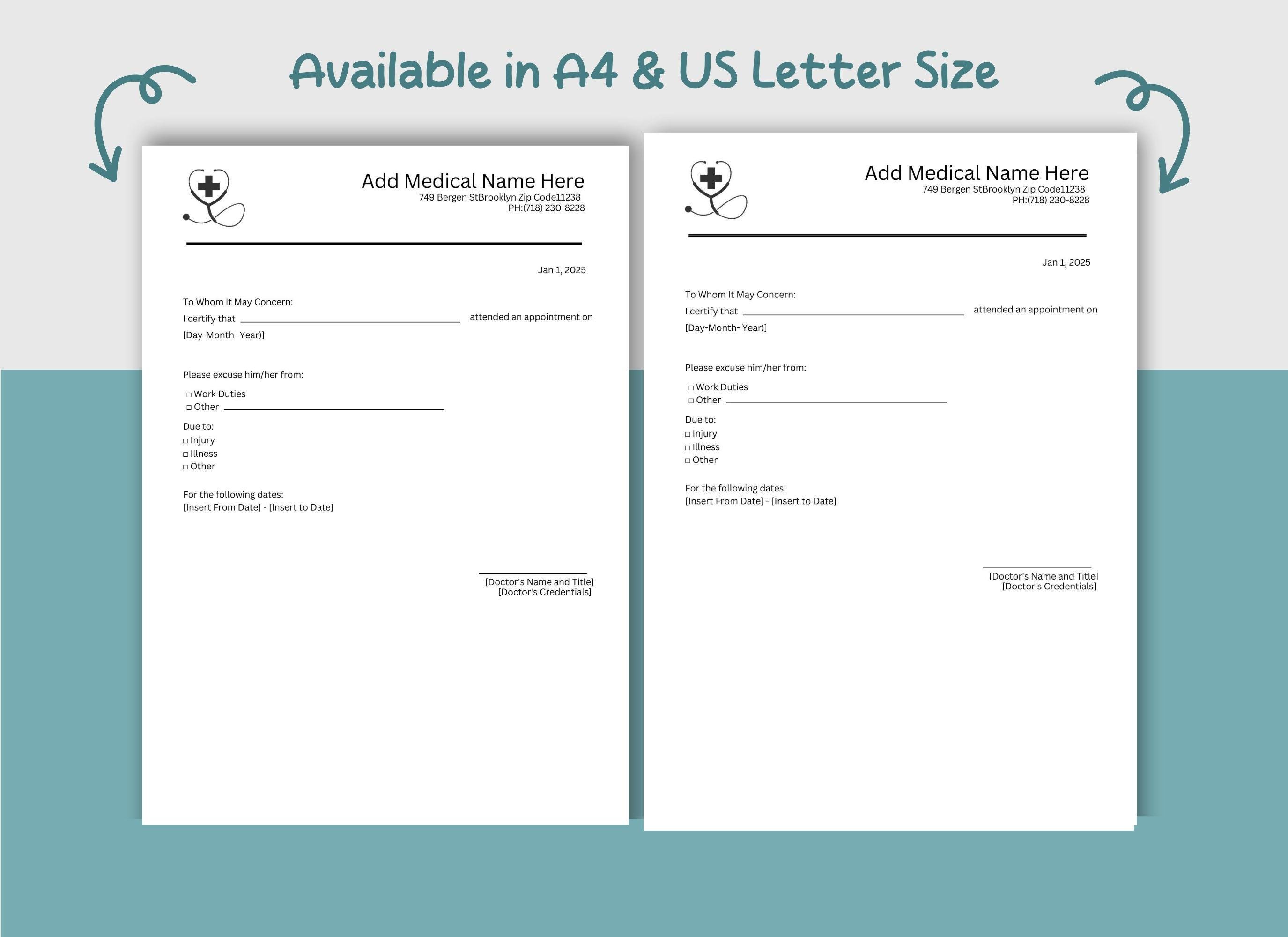 Editable Doctors Note for School, Doctors Excuse Notes for Work, Doctor ...