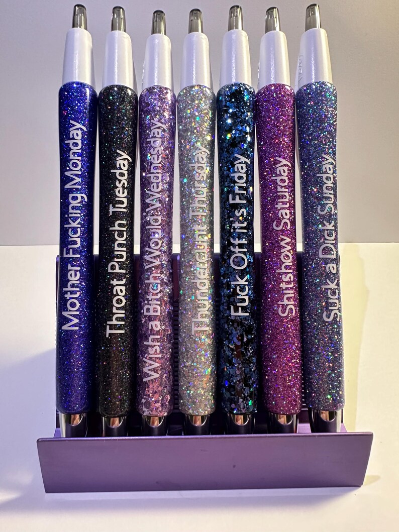 NSFW Glitter Days of the Week Pens - Etsy