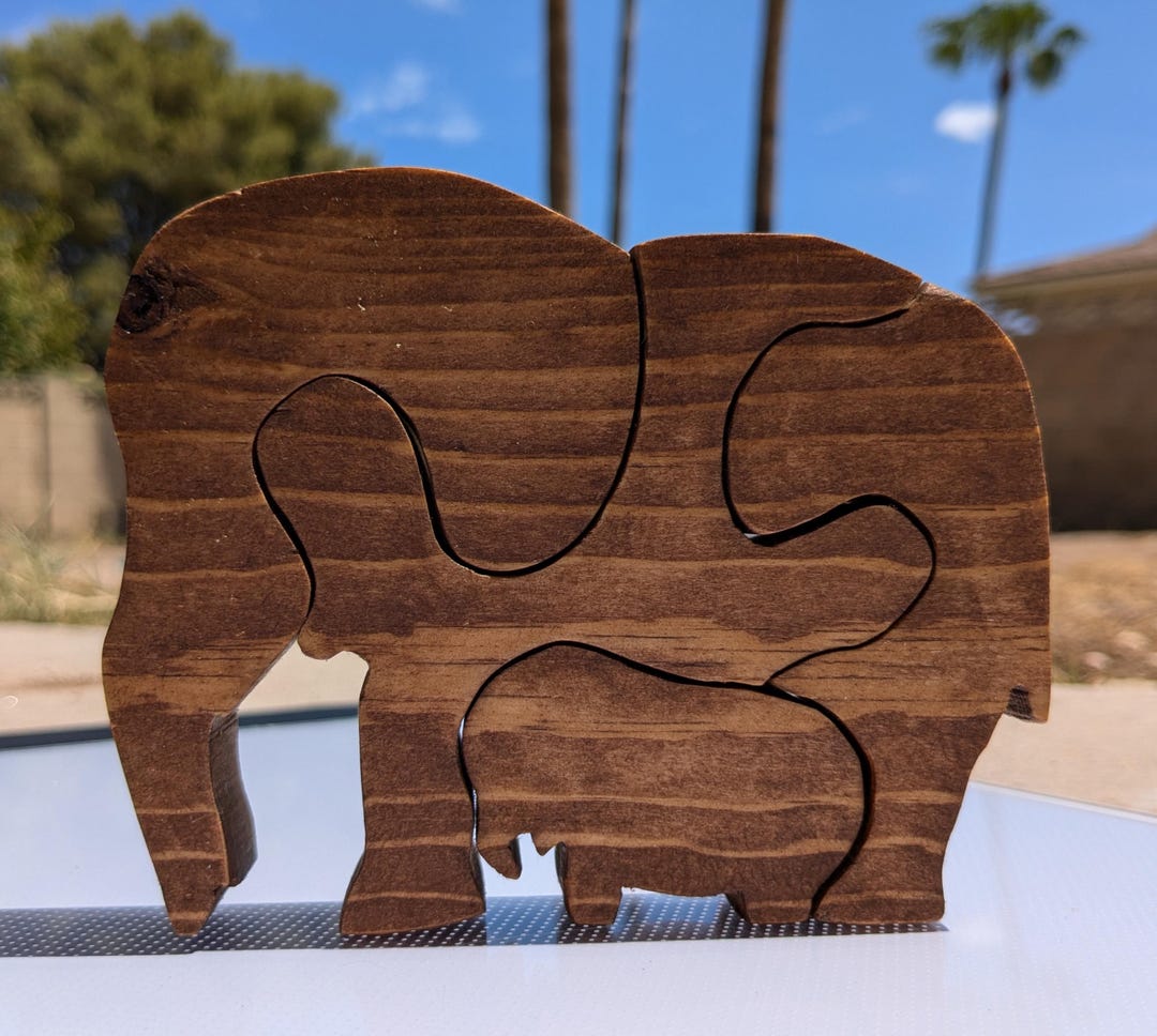 Wooden Elephant Puzzle Decoration, Wood Elephant Craft, Elephant Puzzle ...