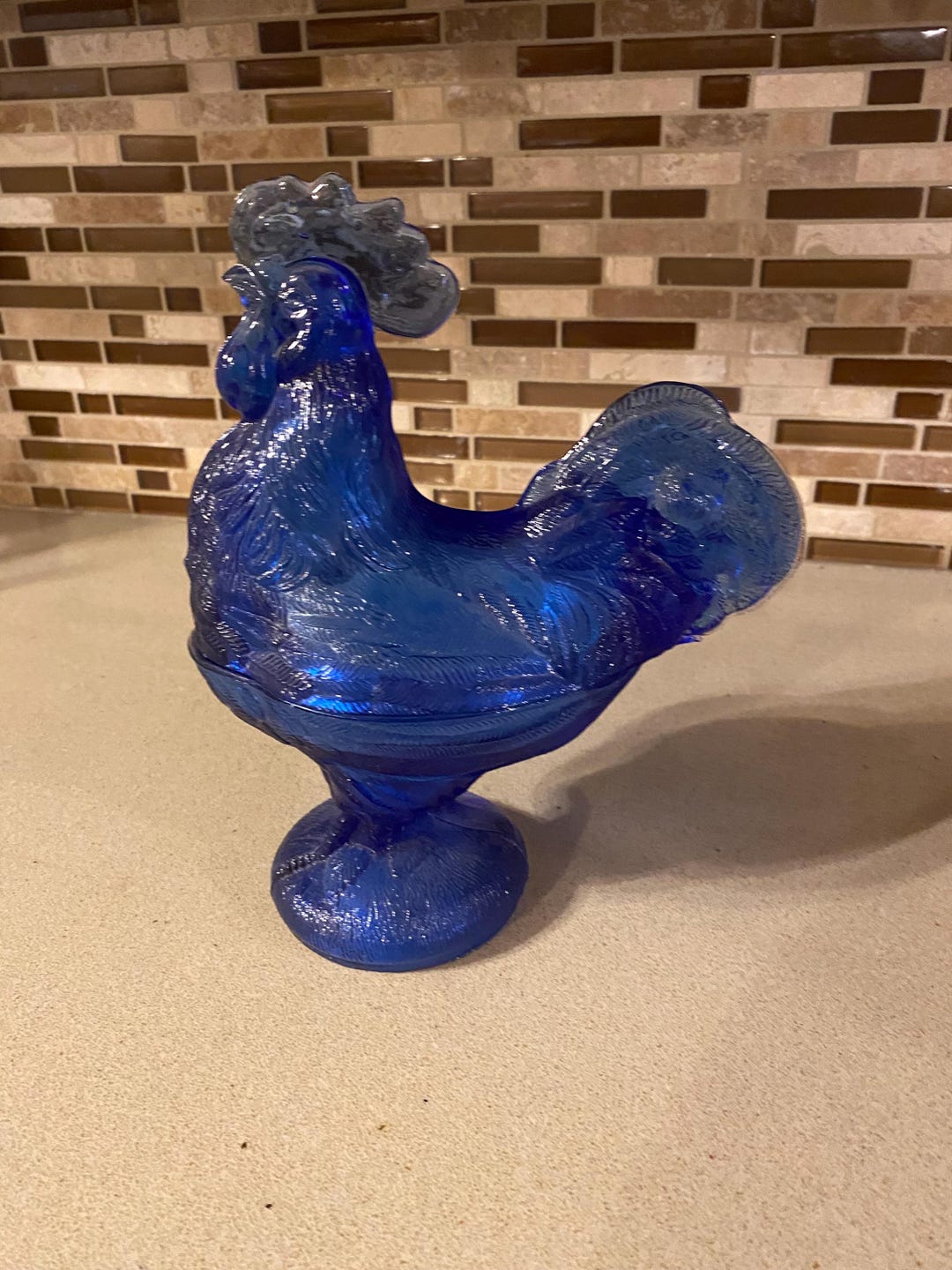 Vintage Cobalt Blue Rooster Candy Dish - Etsy