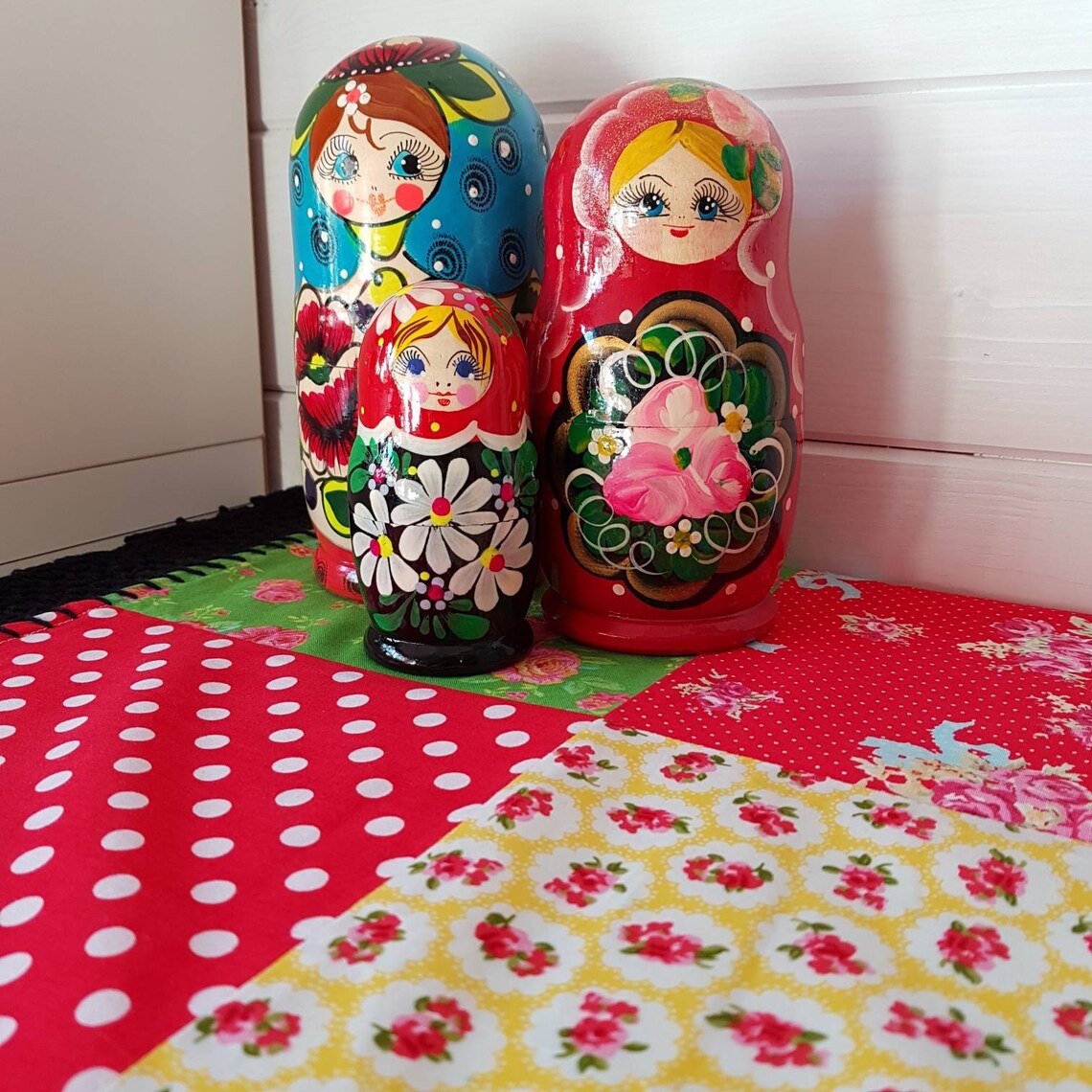 Crochet Trimmed Patchwork Tablecloth With Buttons and Tassels - Etsy