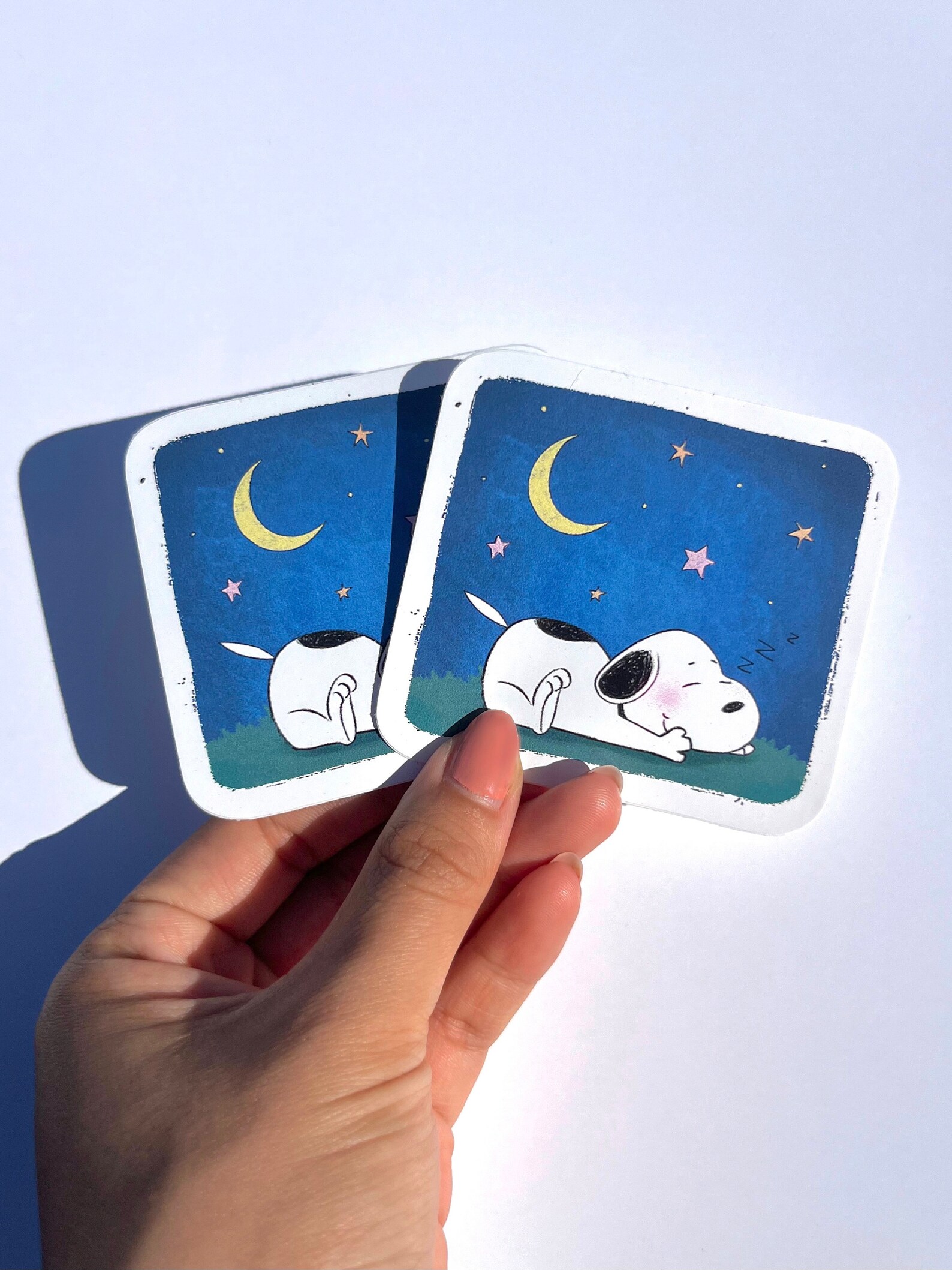 Sleeping Dog Sticker – Snoozing Puppy, Starry Night Vinyl Waterproof ...