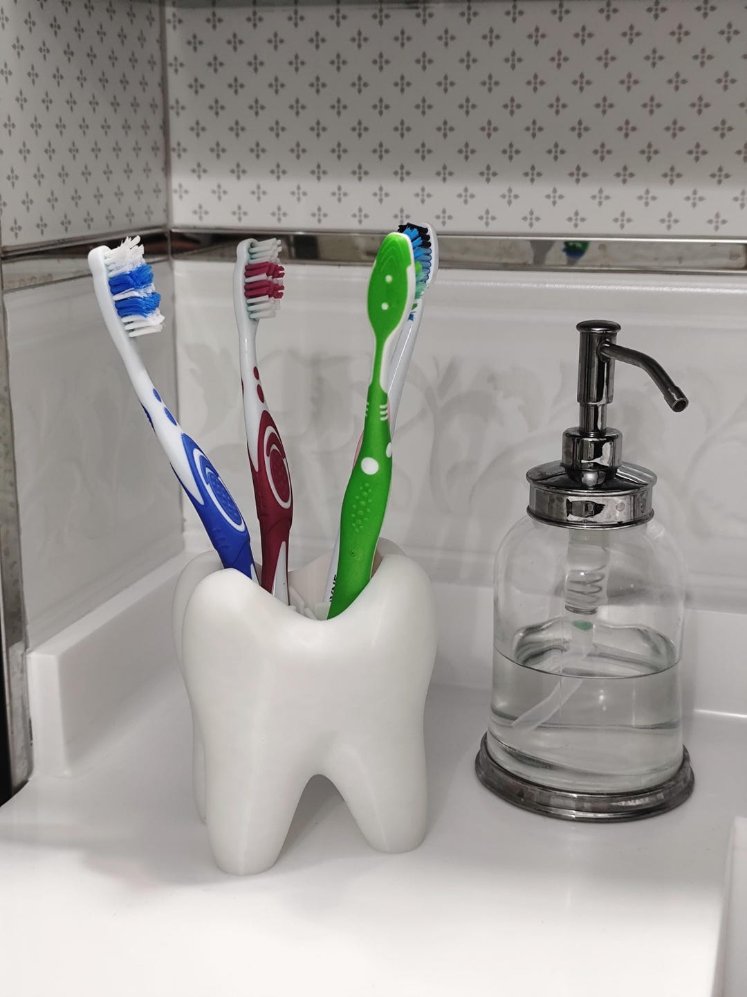 3D Printed Tooth-shaped Toothbrush Holder – Fun & Stylish Bathroom ...