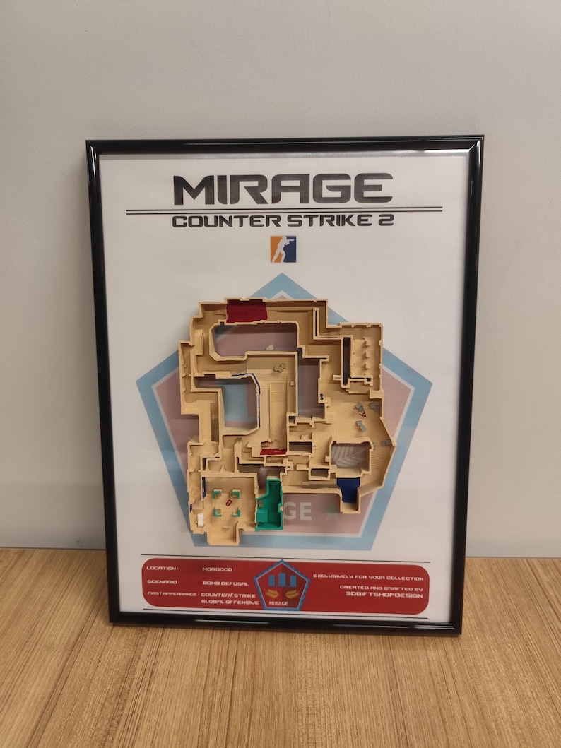 3D Counter Strike Mirage Map Inspired Wall Art -framed With Unique ...