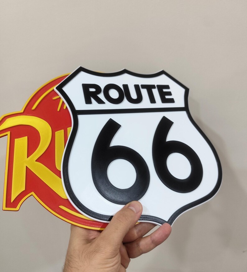 Disney Cars Route 66 Sign – Lightning Mcqueen Inspired PLA Decor - Etsy