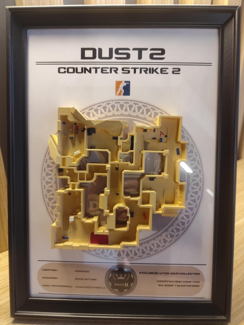 3D Counter Strike Dust2 Map Inspired Wall Art -framed With Unique ...