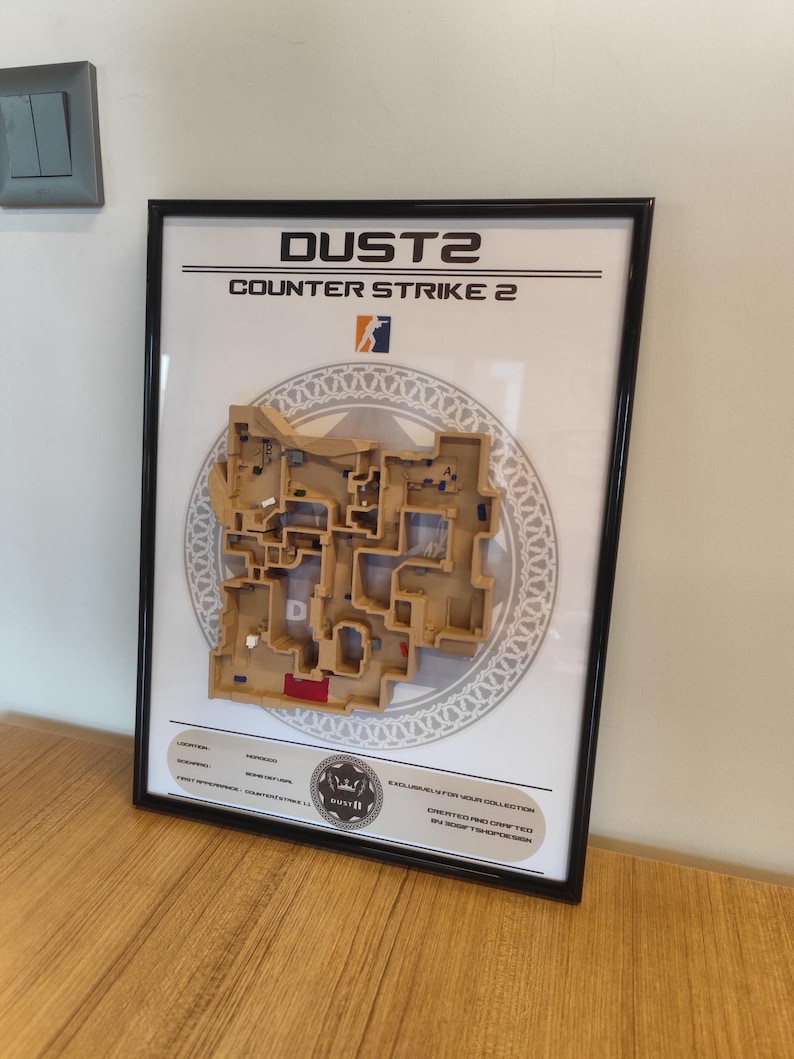 3D Counter Strike Dust2 Map Inspired Wall Art -framed With Unique ...