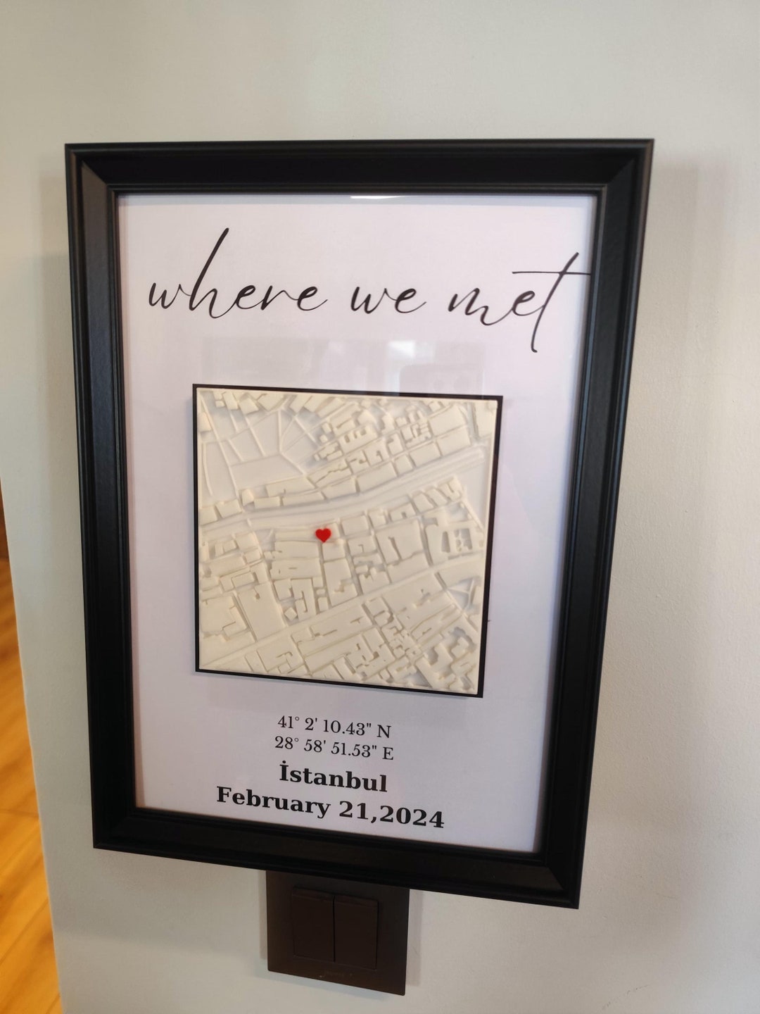 Where We Met Custom Framed Map - A Personalized Gift for Couples ...