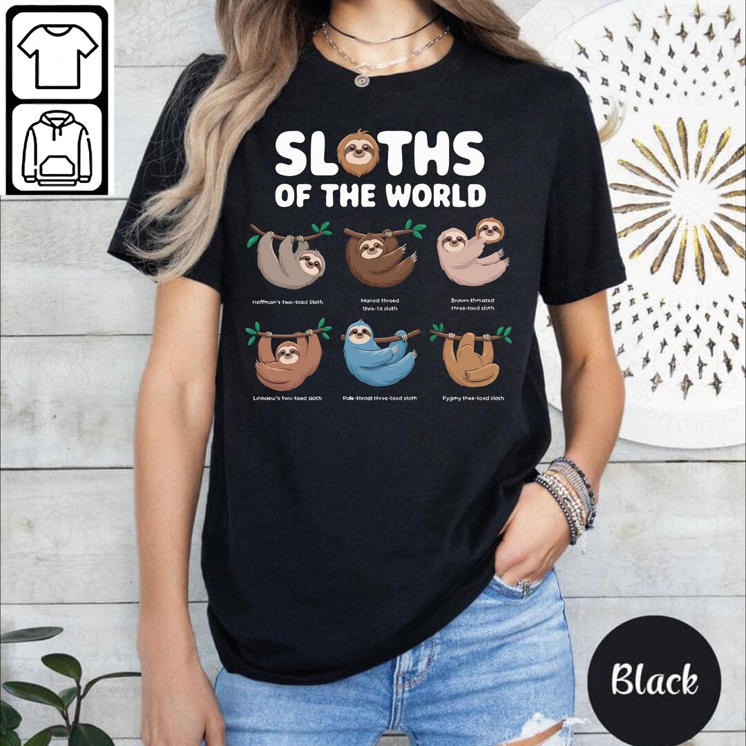International Sloth Day Sloths, Illustration Animal Clothing T-shirt ...
