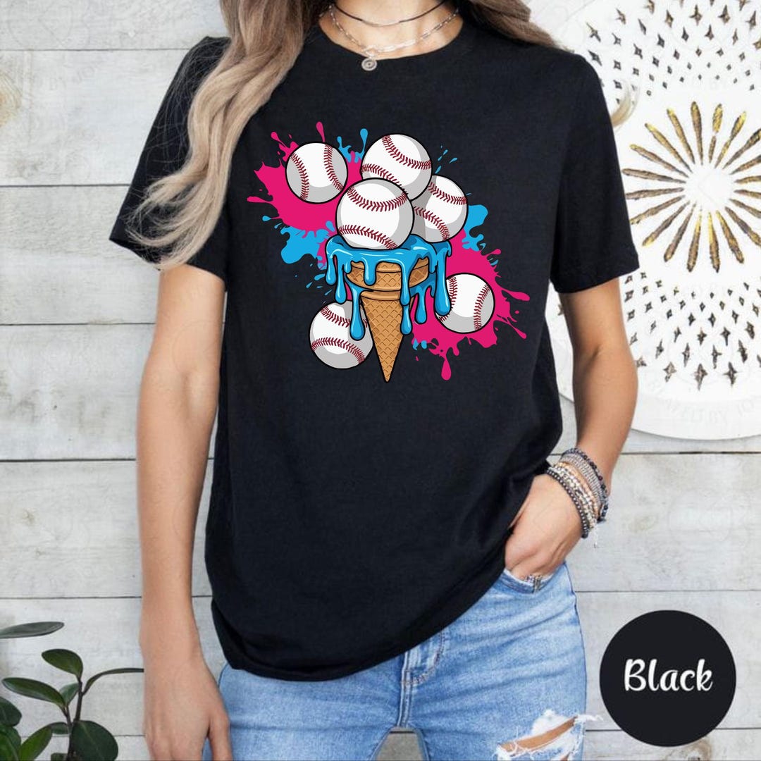 Baseball Ice Cream Watercolor Baseball T-shirt,ice Cream Baseball Drip ...