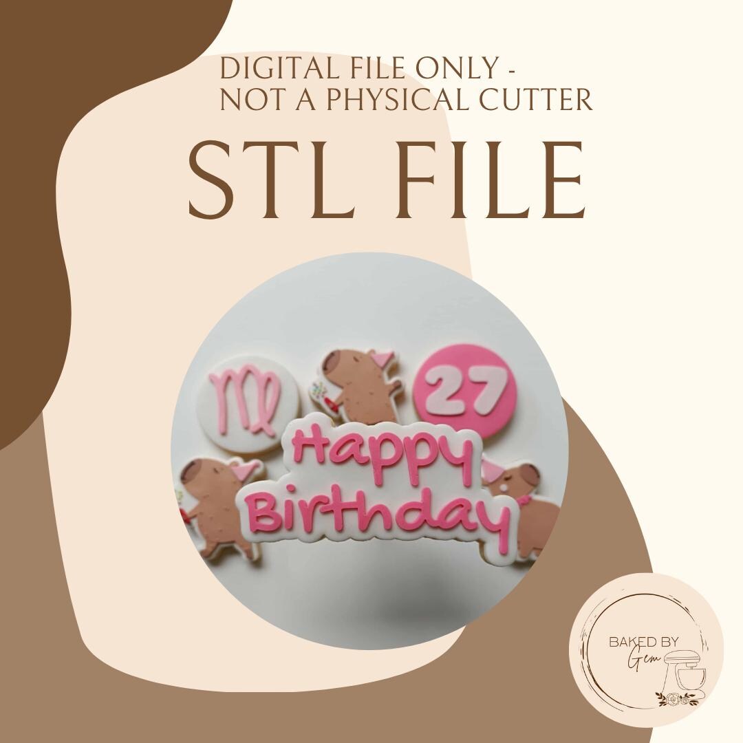 Happy Birthday Debosser and Cookie Cutter STL File - Etsy