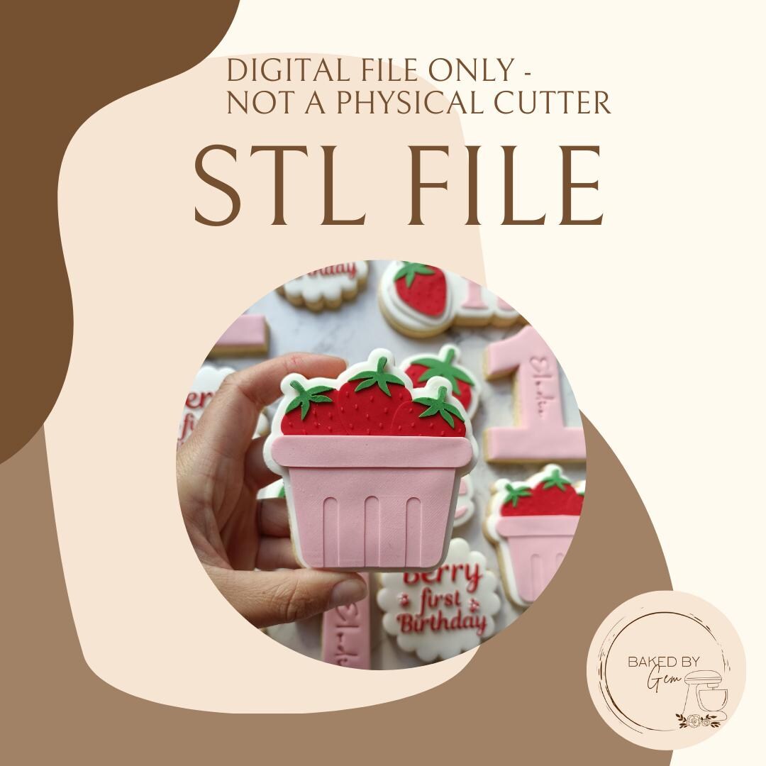 Strawberry Punnet Cookie Cutter and Debosser STL File - Etsy