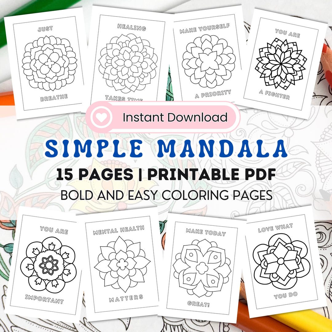 Coloring Book Bold and Easy Mandala Coloring Book Relaxing Coloring ...
