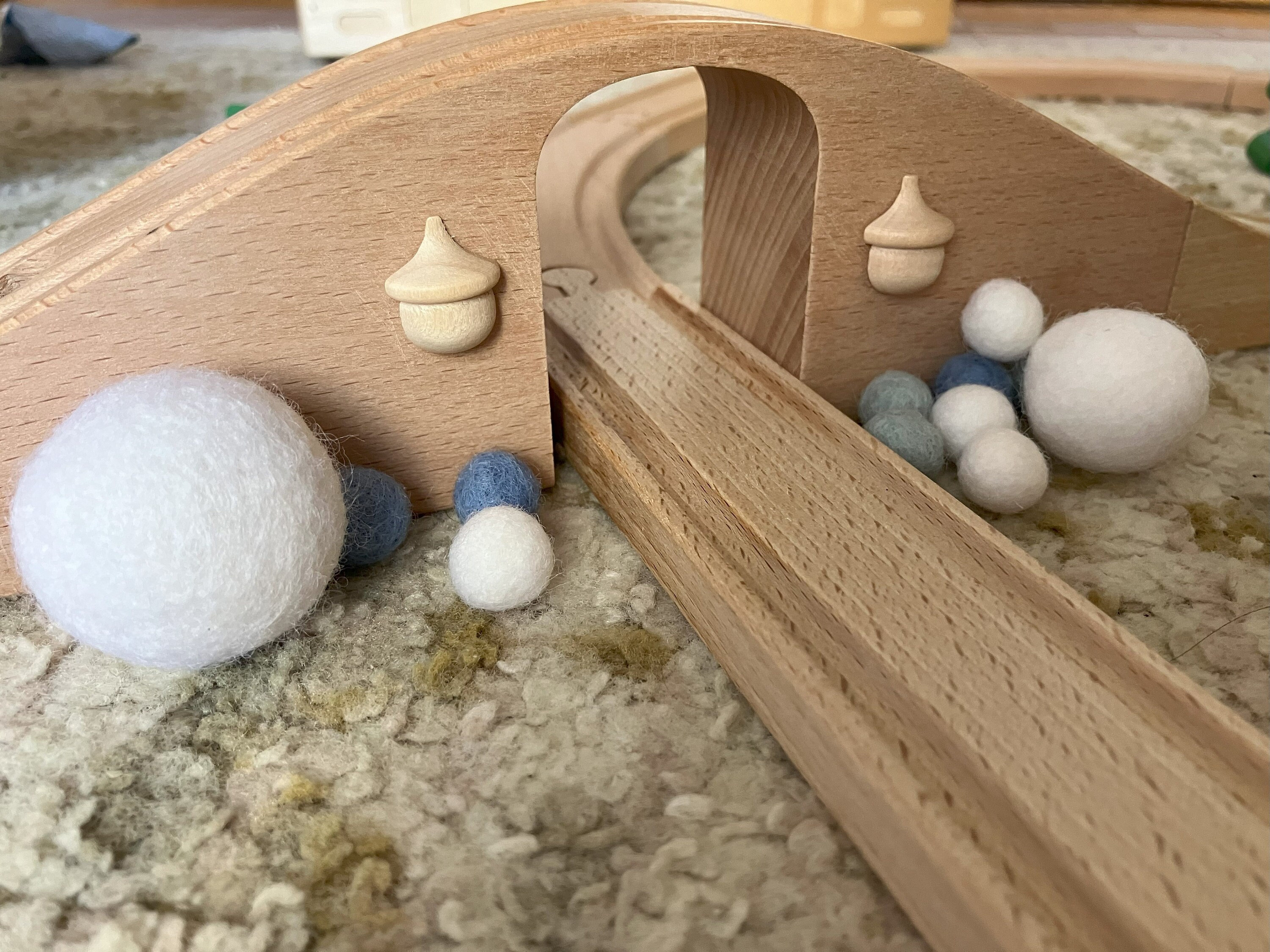 Wooden Train Bridge With Acorn Lamps – Waldorf-inspired Toy for Brio ...