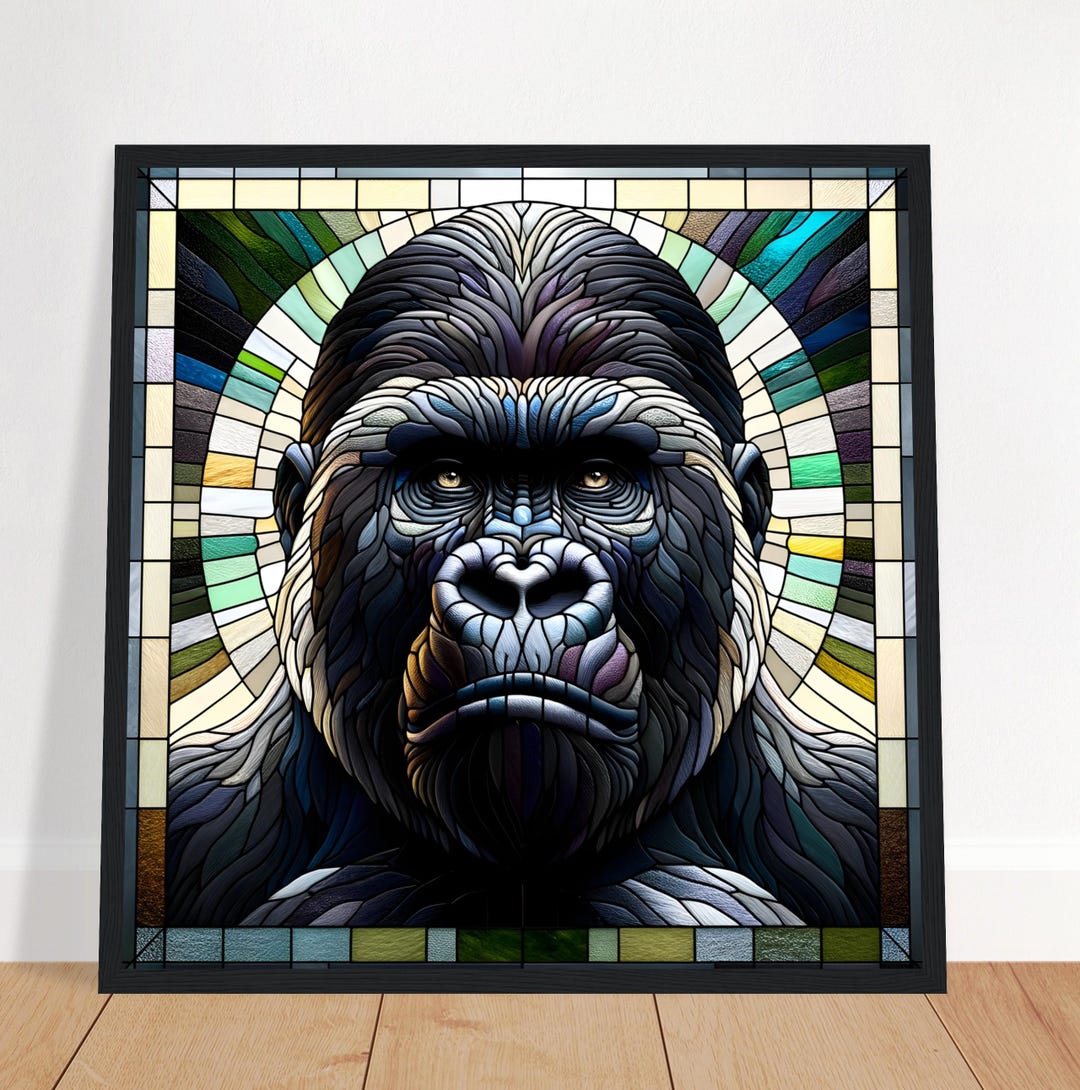 Gorilla Wall Art in the Style of Stained Glass | Ape | Primate | Framed ...