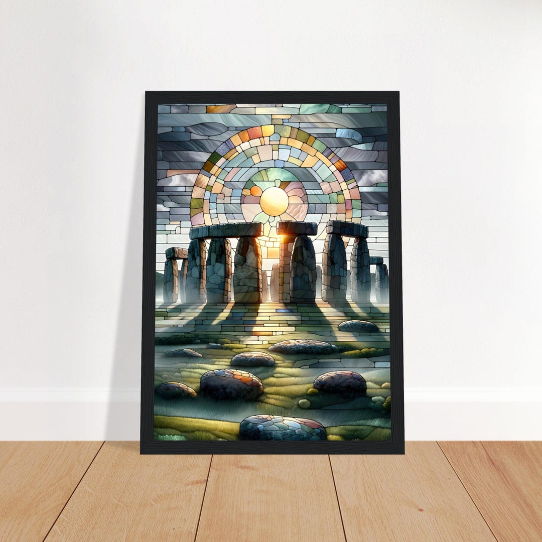 Stonehenge Poster in the Style of Stained Glass, Framed Art, Picture ...