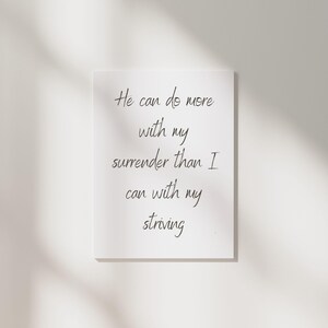 Inspirational Christian Neutral Print, Surrender Don't Strive, Digital ...