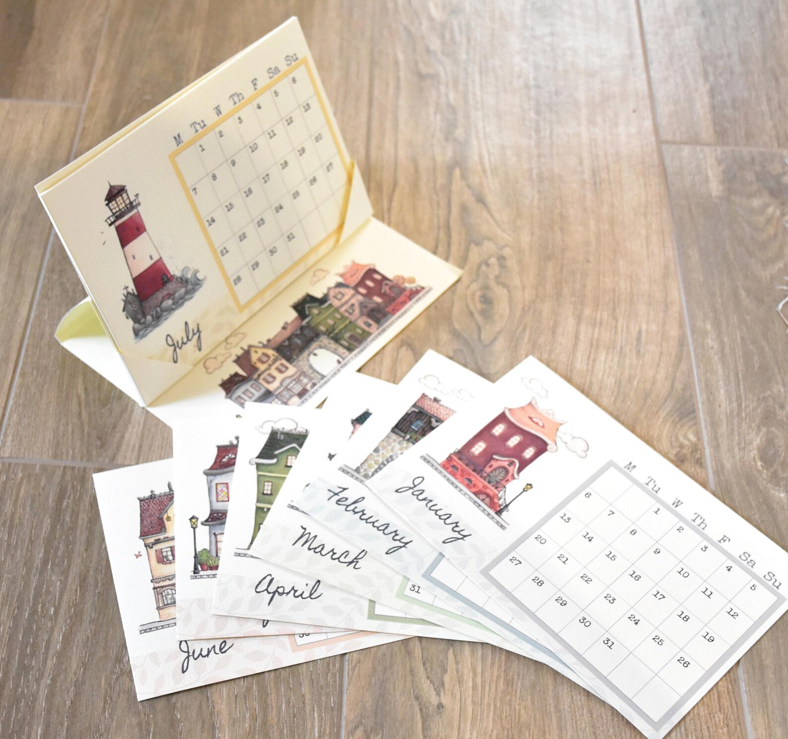 Desk Calendar 2025 Monthly Calendar Illustrated 12 Months Time Schedule ...