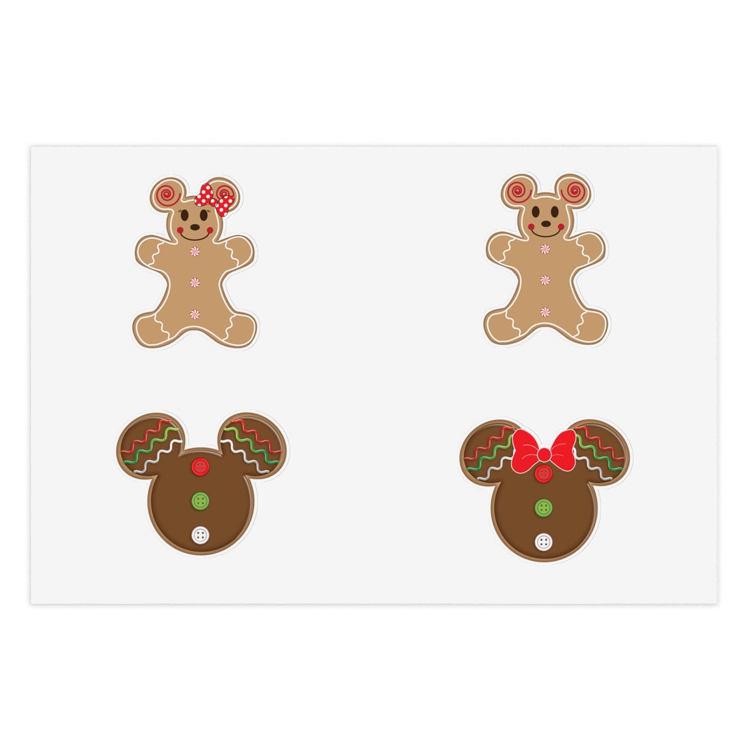 Christmas Mickey and Minnie Mouse Gingerbread Cookies Sticker Sheets ...