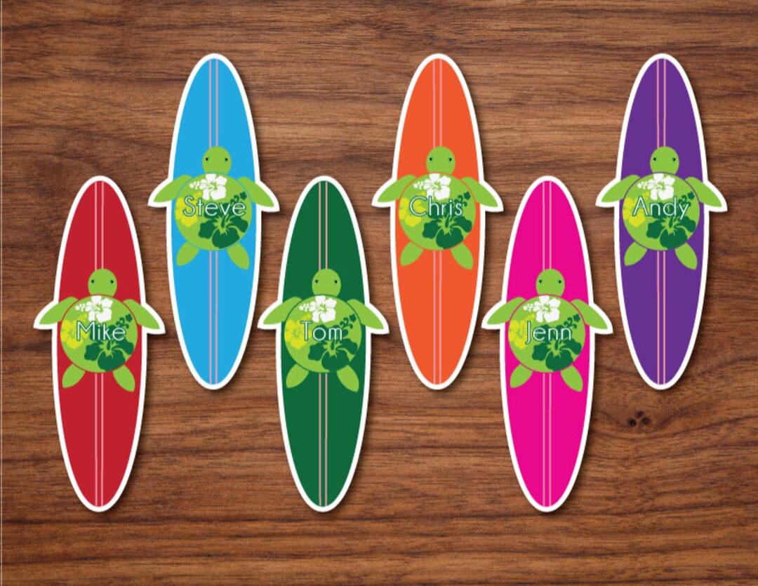 Hawaiian Surfing Sea Turtle Magnets for Cruise Door Decorating Fun 3.5 ...