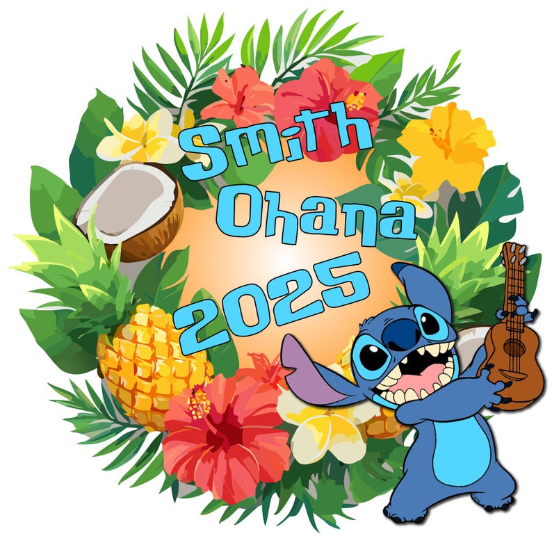 Stitch Ohana Magnet, Disney Cruise Decor, Tropical Pineapple Design - Etsy