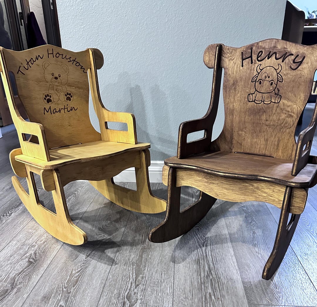 Children Baby Toddler Rocking Chair - Natural or Stained Finish, Puzzle ...