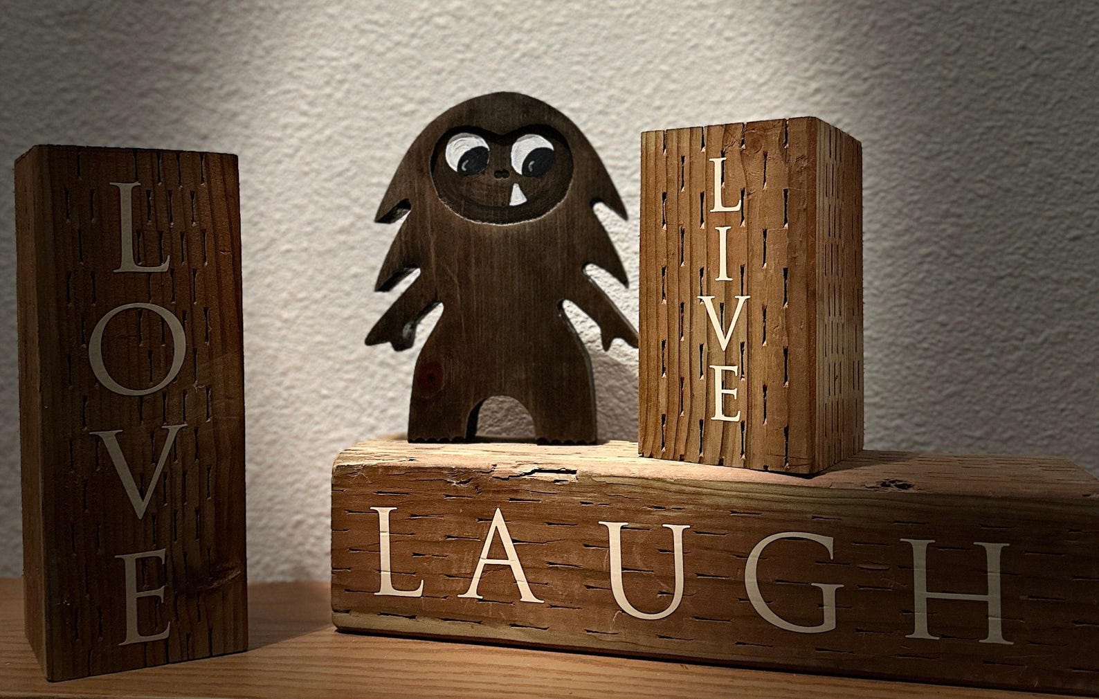Chunky Block Bigfoot Sasquatch Yeti Decor - Adorable Reclaimed Hardwood ...