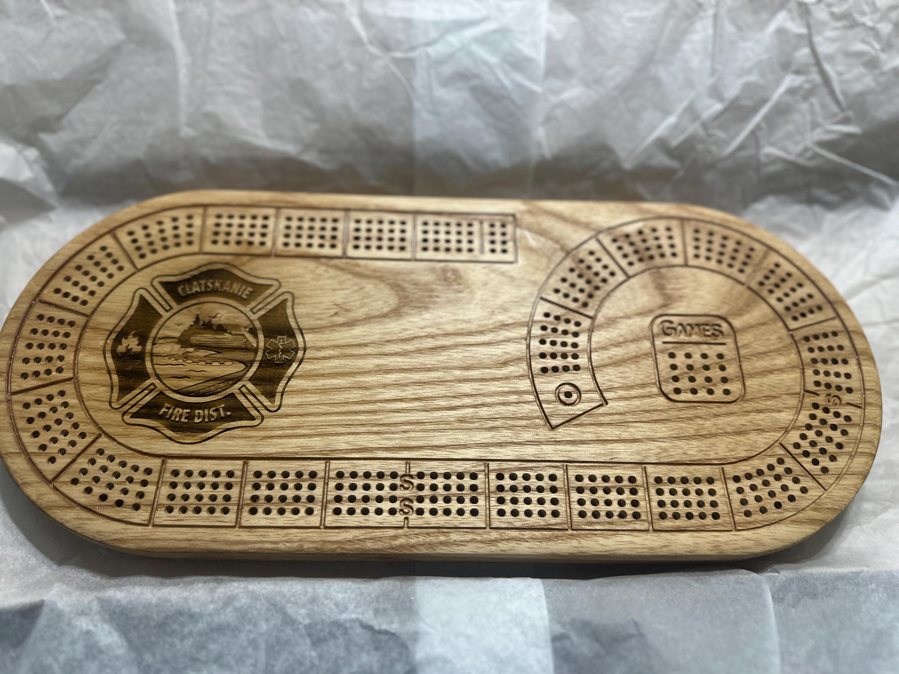 Oval Hardwood Cribbage Board - Customize It! - 4 Player, Metal Pegs ...