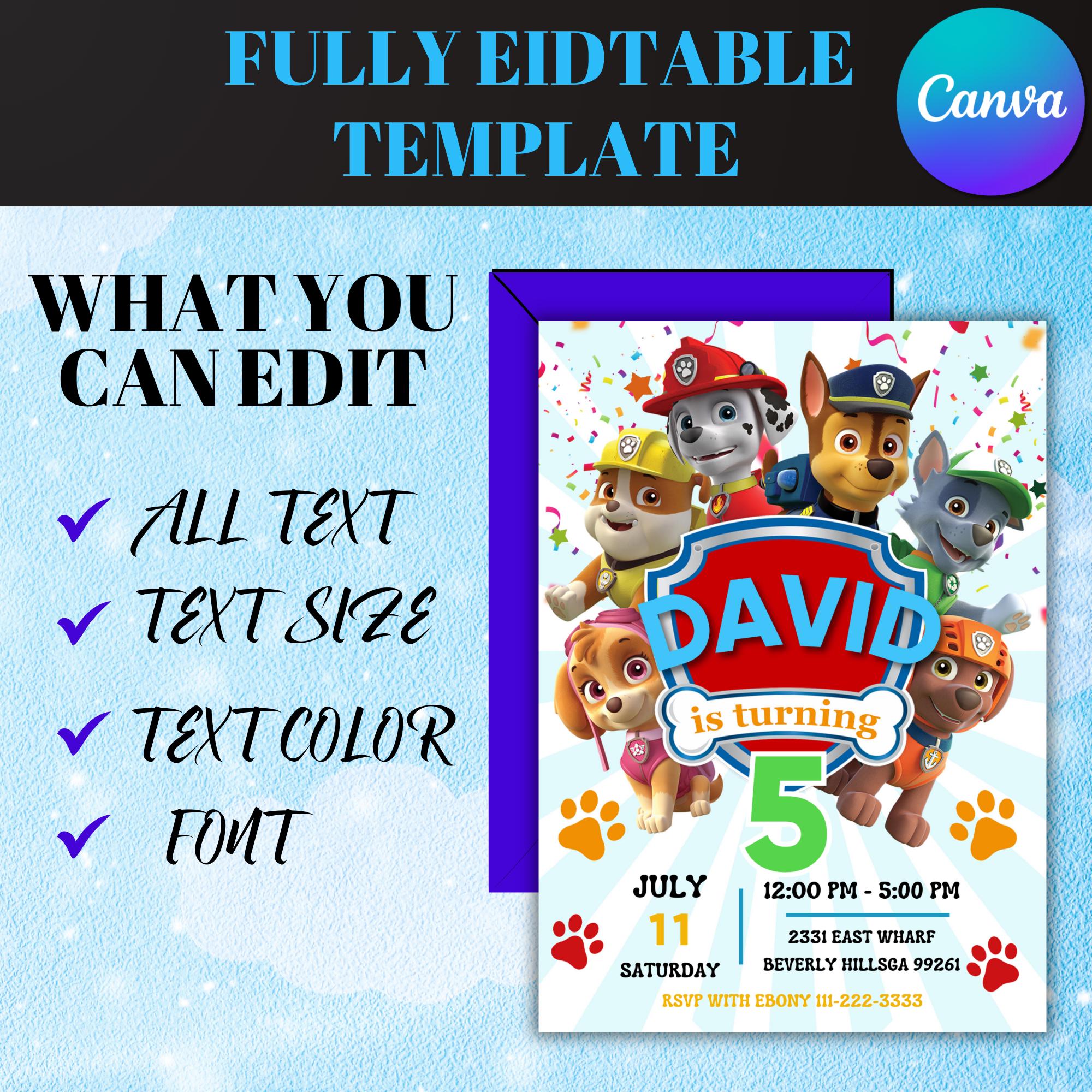 Editable Birthday Invitation Template, Printable Birthday Party ...