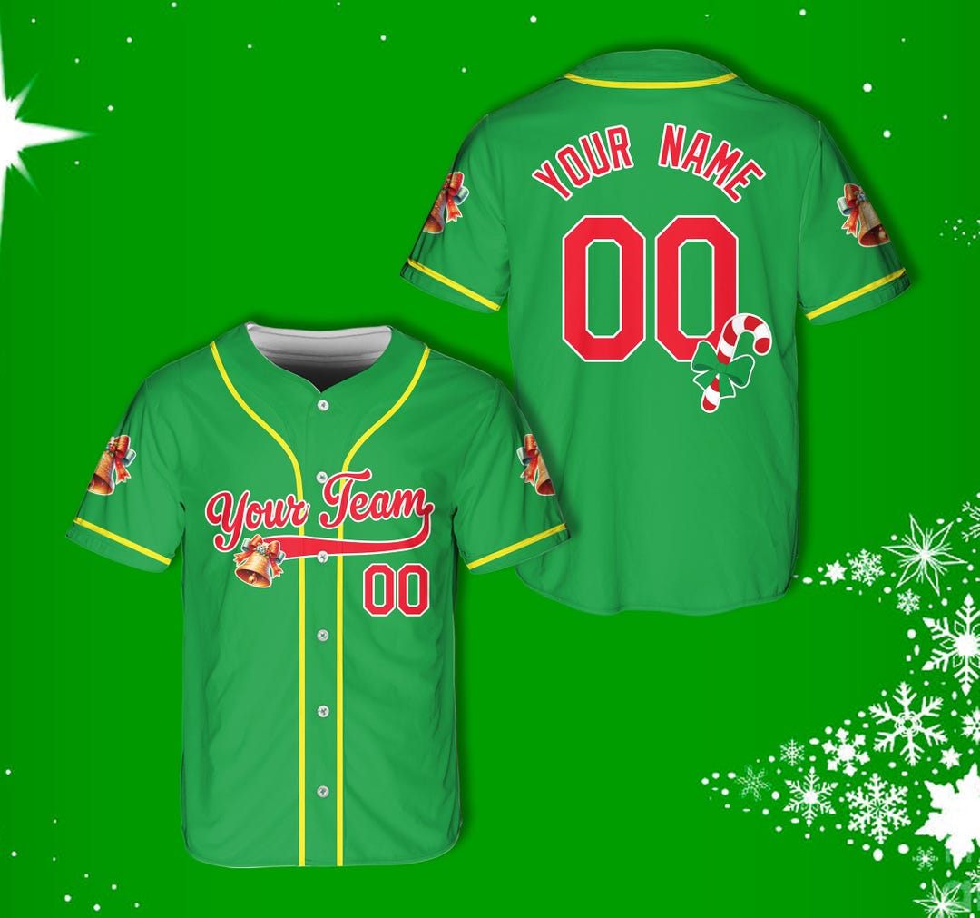 Personalized Name Christmas Baseball Jersey, Custom Christmas Party ...
