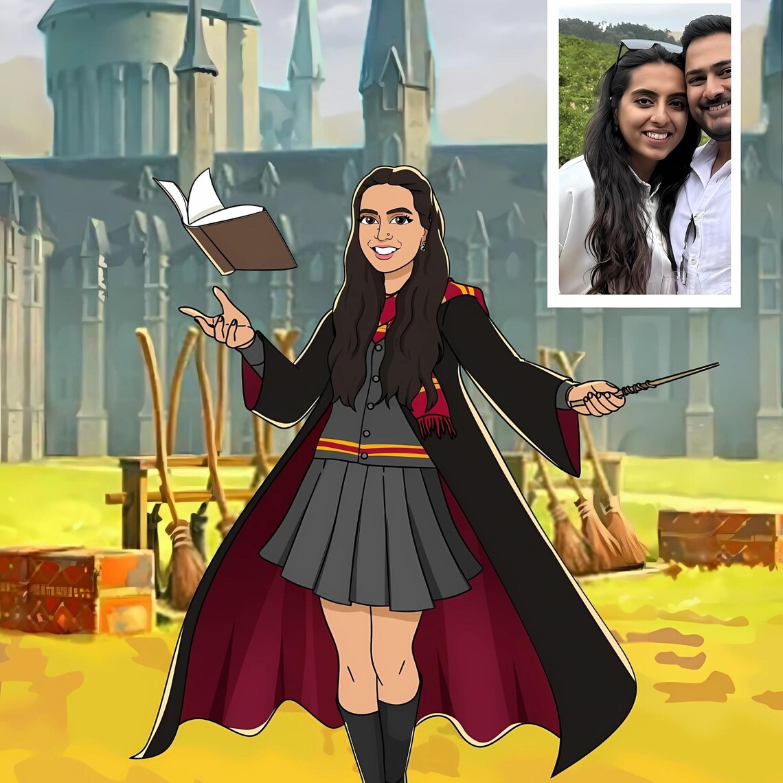 Wizard School Portrait, Custom Wizard Portrait, Wizard and Witch Gift ...