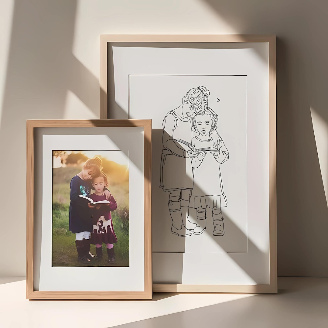 Custom Couple Illustration, Single Line Art, Personalized Sketch, Partner Gift, Line Art ...