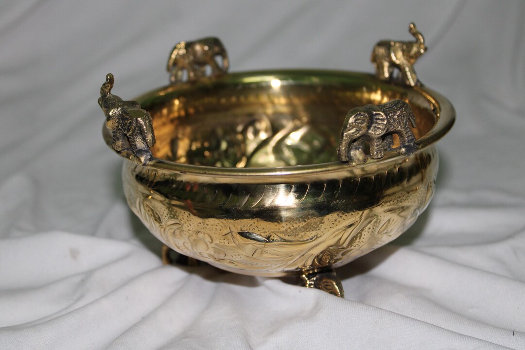 Brass Elephant Uruli | Indian Pooja Decor, Floating Flower Bowl - Etsy
